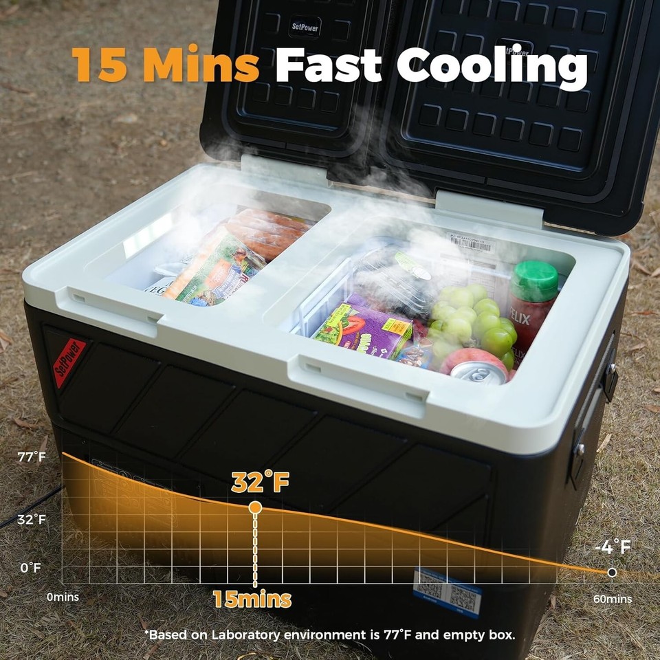37QT Dual Zone Fridge Freezer Car Refrigerator with APP Control 12 Volt ...