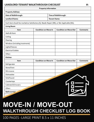 Move-In / Move-Out Walkthrough Checklist Log Book: Apartment / House ...