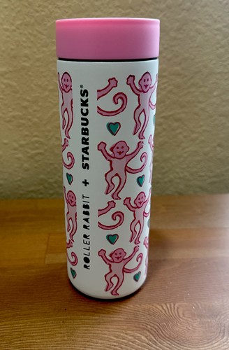 Starbucks X Roller Rabbit Pink and White Tumbler Christmas Monkey 16 oz ...