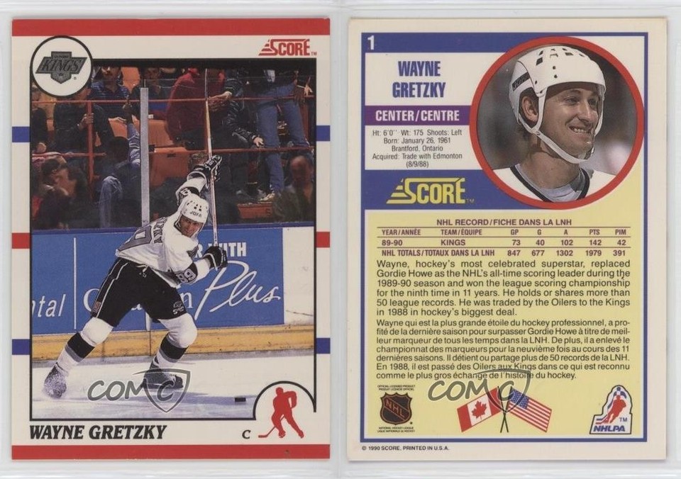 1990-91 Score Bilingual Wayne Gretzky #1 HOF | eBay