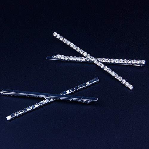 2 Pcs X Shaped Crystal Hair Pins Cute Metal Shiny Clip Rhinestone ...