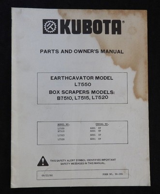 KUBOTA L7550 EARTHCAVATOR TRACTOR B7510 L7515 L7520 BOX SCRAPER OPS ...