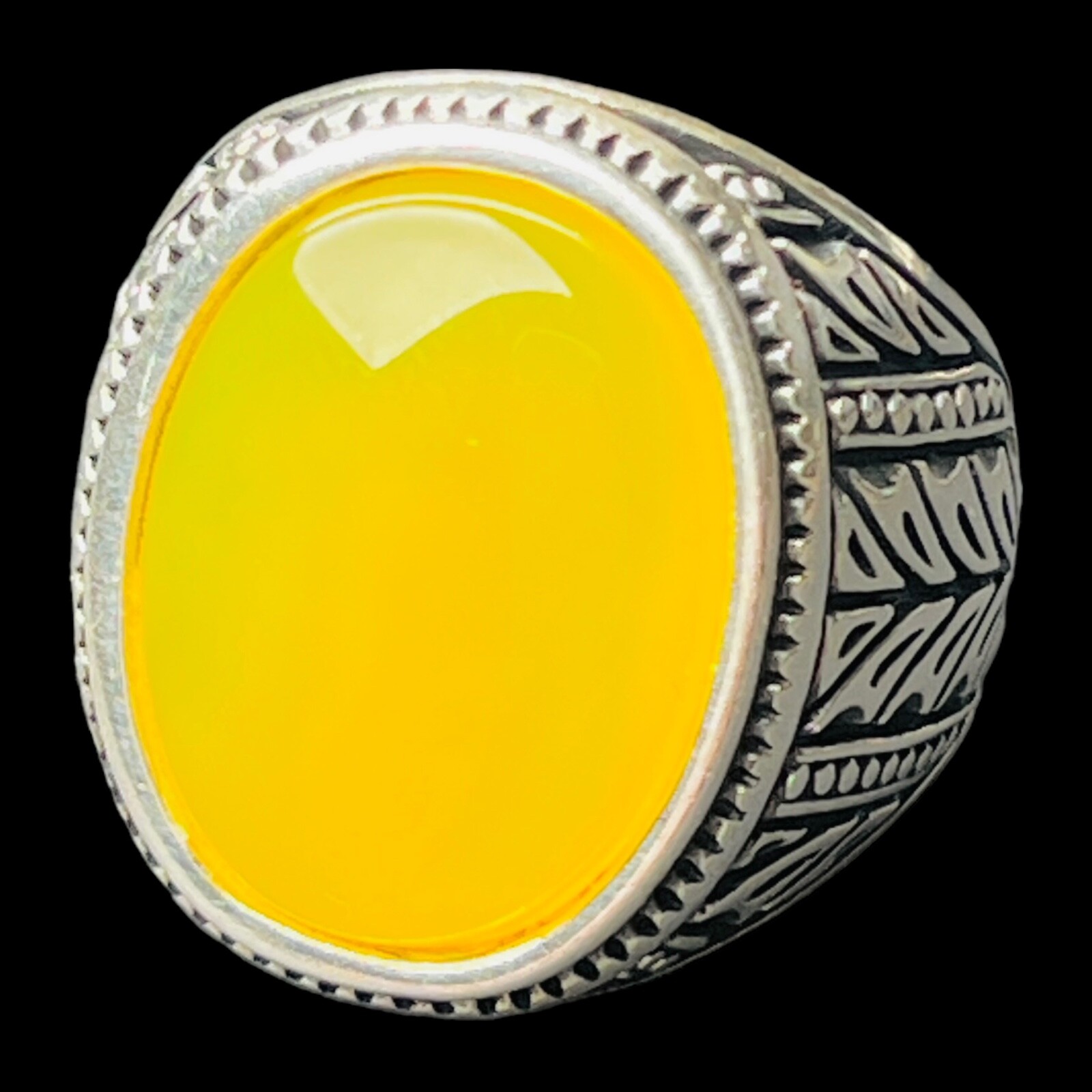 Islamic shia doa 925 Silver Natural Aqeeq Akik Agate Men's Ring Sharaf ...