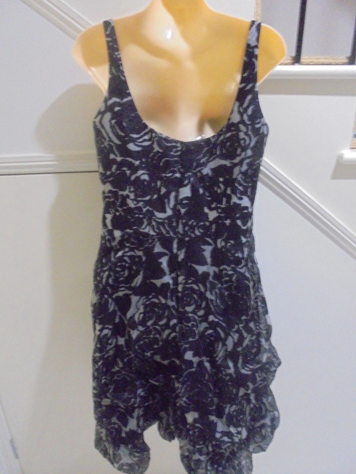 GEORGE LABEL SIZE 10 NWOT BLACK GREY SILK LINED EVENING COCKTAIL DRESS ...