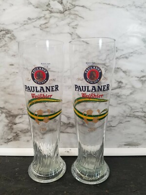2 Paulaner Munchen .5 Liter Glass Tall Beer Mug made by SOHM Germany | eBay