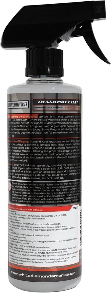 WHITE DIAMOND Diamond Coat Graphene Ceramic Spray EXTREME HYDROPHOBIC ...