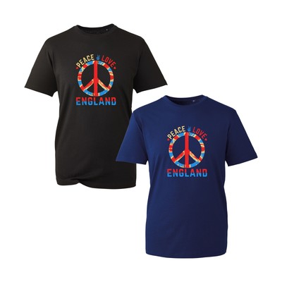 Peace Love England T-Shirt, UK Union Jack Flag Mens Womens Funny ...