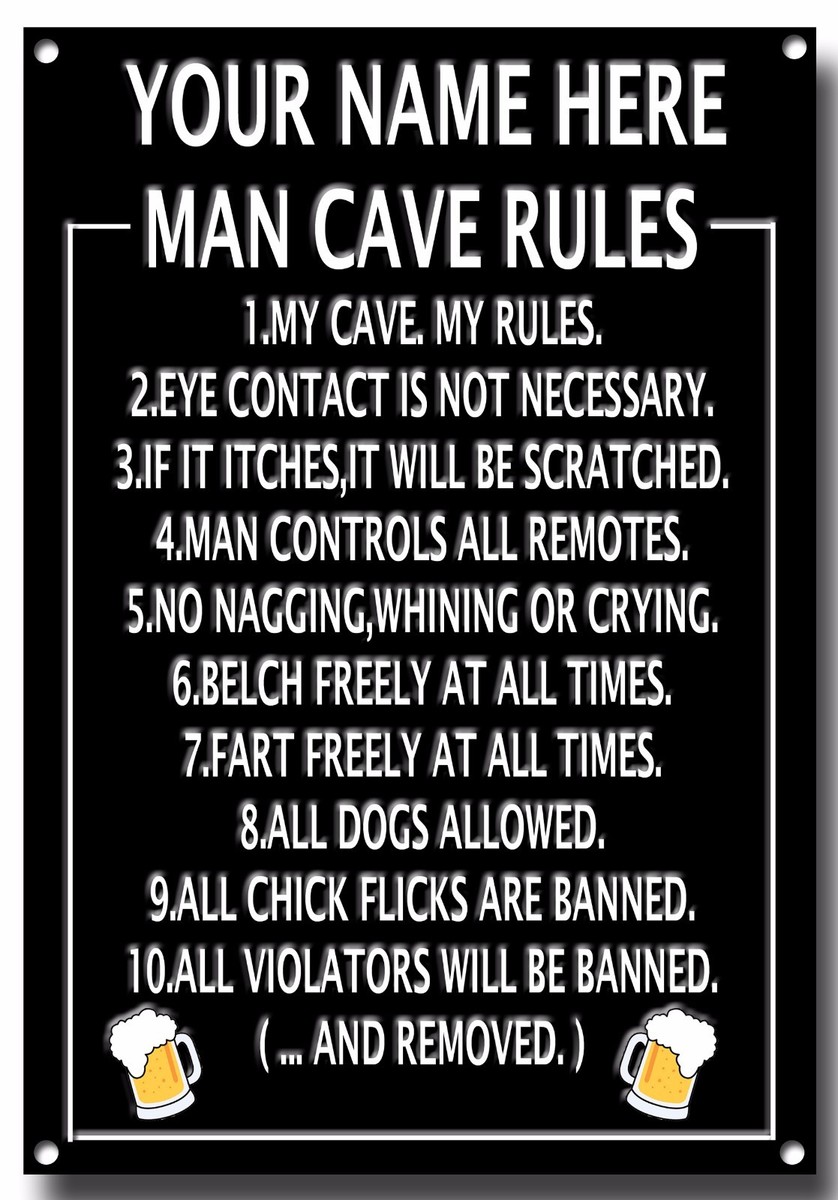 Man Cave Rules Poster Funny Man Cave Rules Sign SVG, Vintage Man Cave