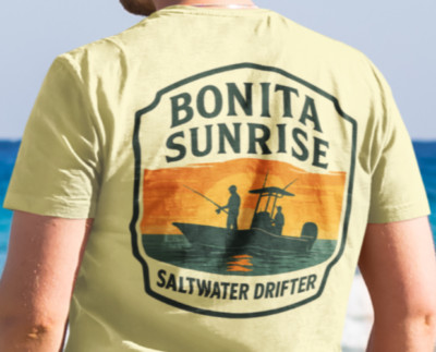 Saltwater Drifter Bonita sunrise t-shirt Key West fishing boat mahi ...