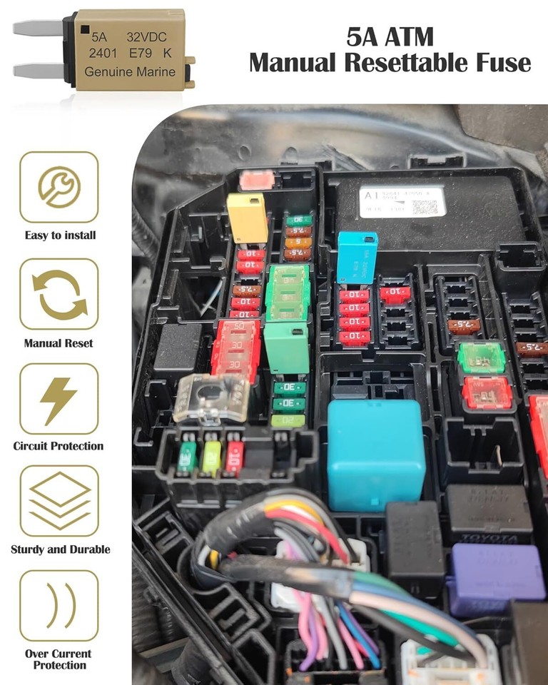 8/12PC 5-30A Manual Reset Mini ATM Circuit Breaker Blade Fuse for Car ...