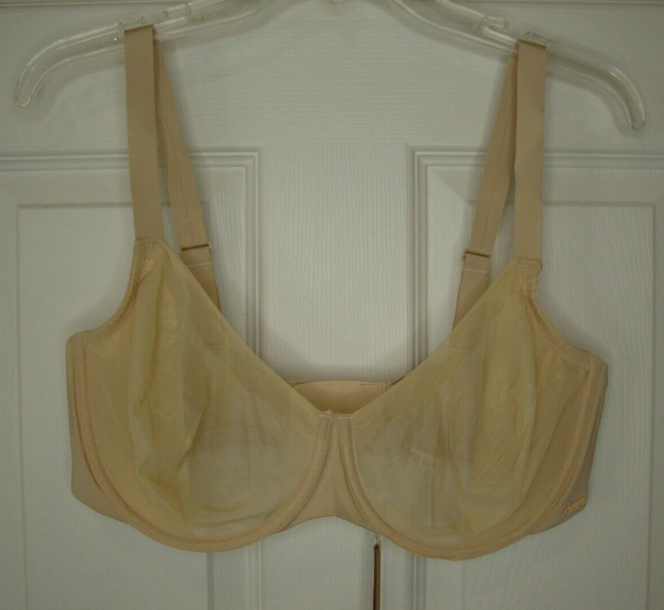 Skims No Show Ultra Fine Mesh Demi Bra 38DDD Sand Sheer Unlined Sexy ...