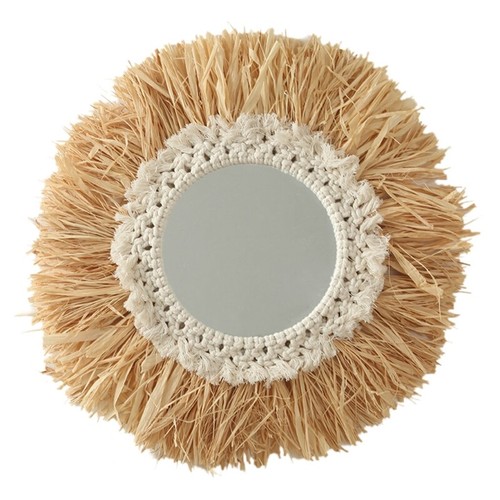 Woven Cotton Rope Mirror Wall Raffia Makeup Mirror Dressing Mirrors ...