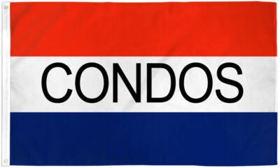 10 x CONDOS flag 3x5 ft polyester banner rent lease sale buy red white ...