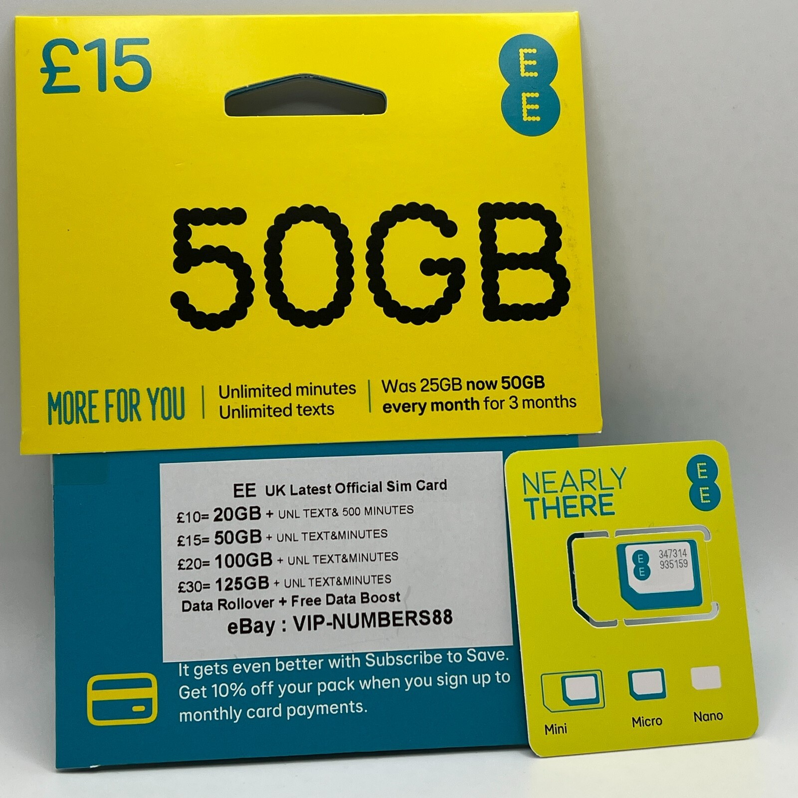New EE Sim Card 50GB Pay As You Go Pack Data Unlimited CALLS&TXT FAST ...