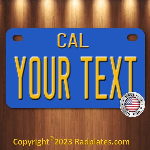 California Blue YOUR TEXT Custom Personalized State Motorcycle License ...