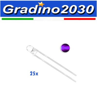 25x Diodo Led Colore Viola 3mm ad alta luminosità tensione 3v Viola ...