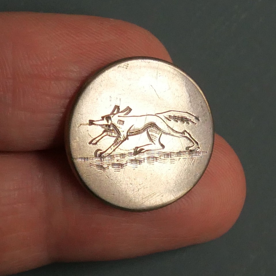 Antique Button - Tombac - Hunting - 21Mm - 18Th C. Sporting Fox Tombac ...