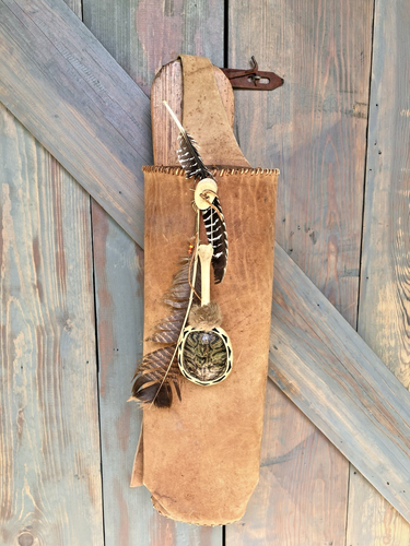 Genuine Leather Archery Back Quiver Turtle Shell Rattle Mountain Man ...