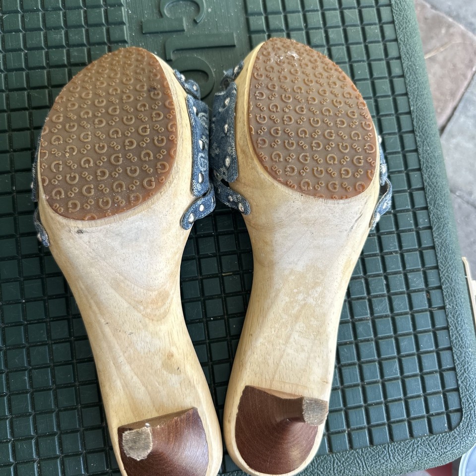 Zoccoli Guess Denim Studded Mule/Clog w Wooden Heel | eBay