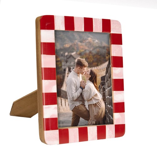 Red & Pink Checkered Resin Picture Frame | 4x6 Photo Frame Unique ...