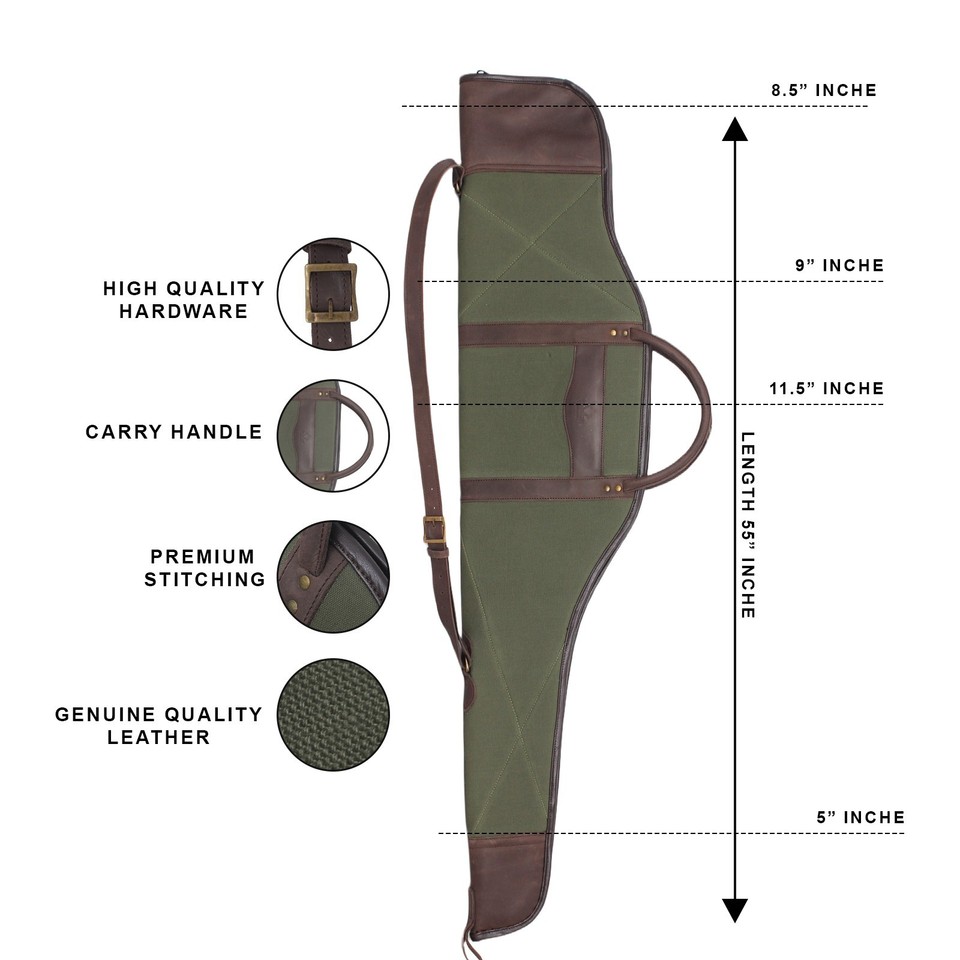 Leather Canvas Gun Slip Bag Rifle Case Hunting Shooting Padded Cary ...