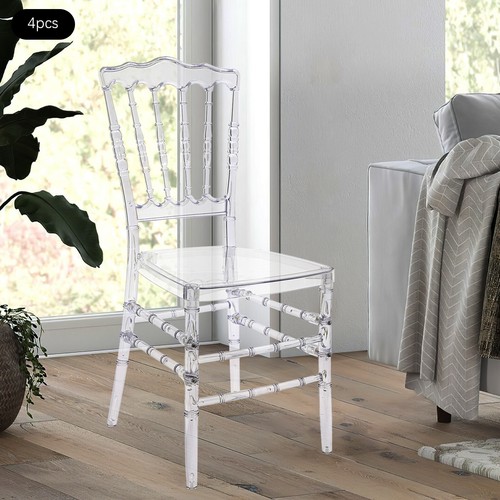 4pcs Stacking Clear Dining Chairs Elegant Wedding Party Event Crystal ...
