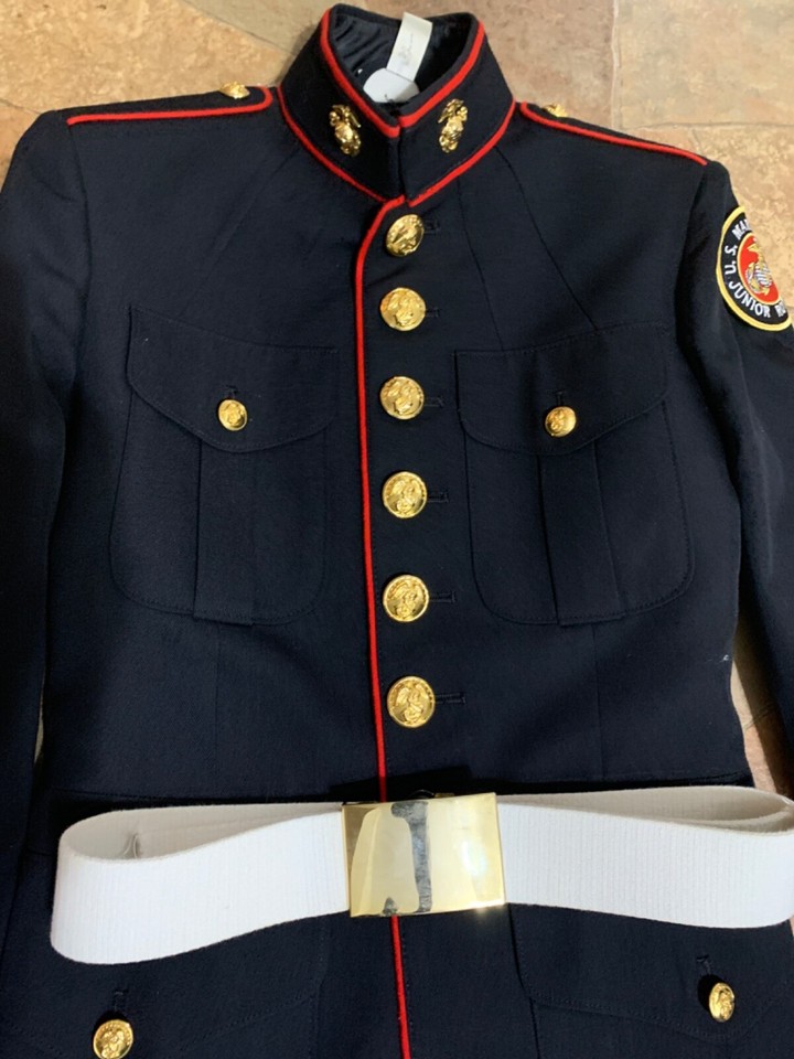 USMC Marine Corps Enlisted E-3 Dress Blues Blouse Jacket & Belt Size ...