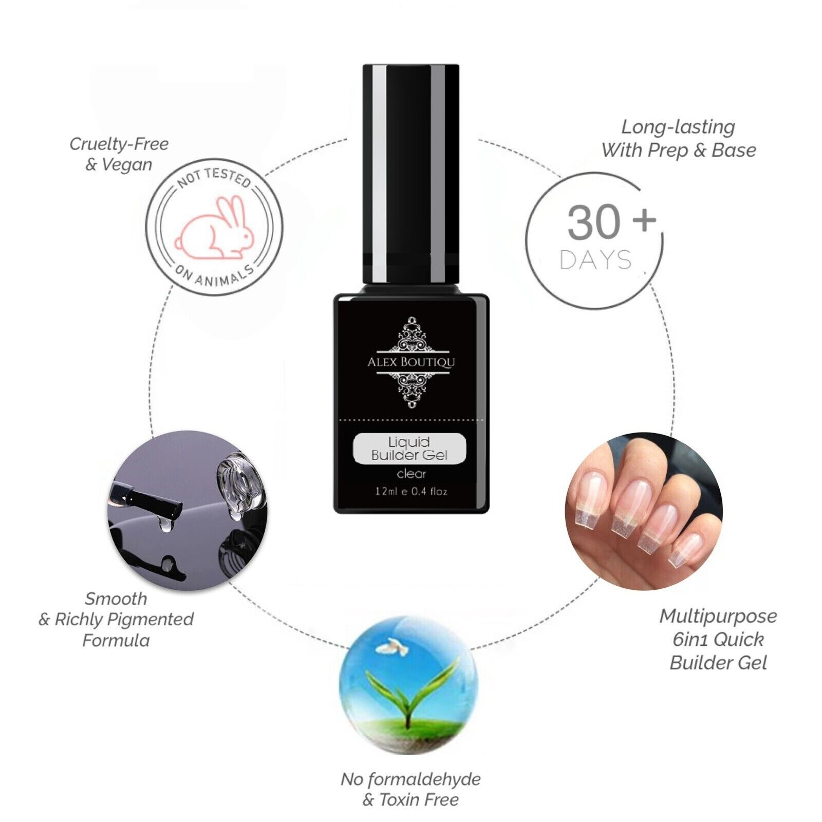 LIQUID HARD GEL BUILDER UV LED Nail Extension In Bottle Clear BIAB ...