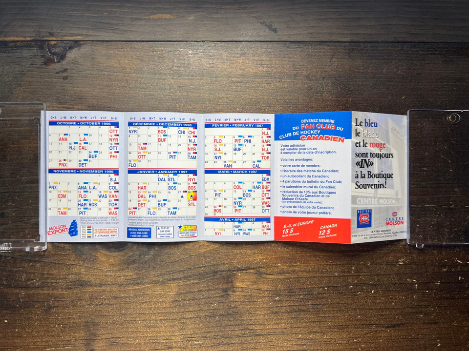 1996-97 Montreal Canadiens Pierre Turgeon POCKET SCHEDULE | eBay