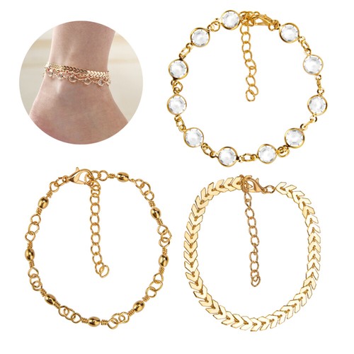 3 Pcs Chaîne De Cheville Flèche Pied Fille Bracelets | eBay