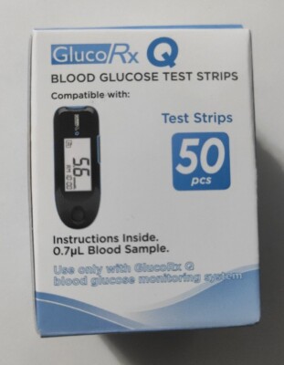 GlucoRx Q Blood Glucose Testing Test Strips x 50 Gluco Rx - New | eBay UK