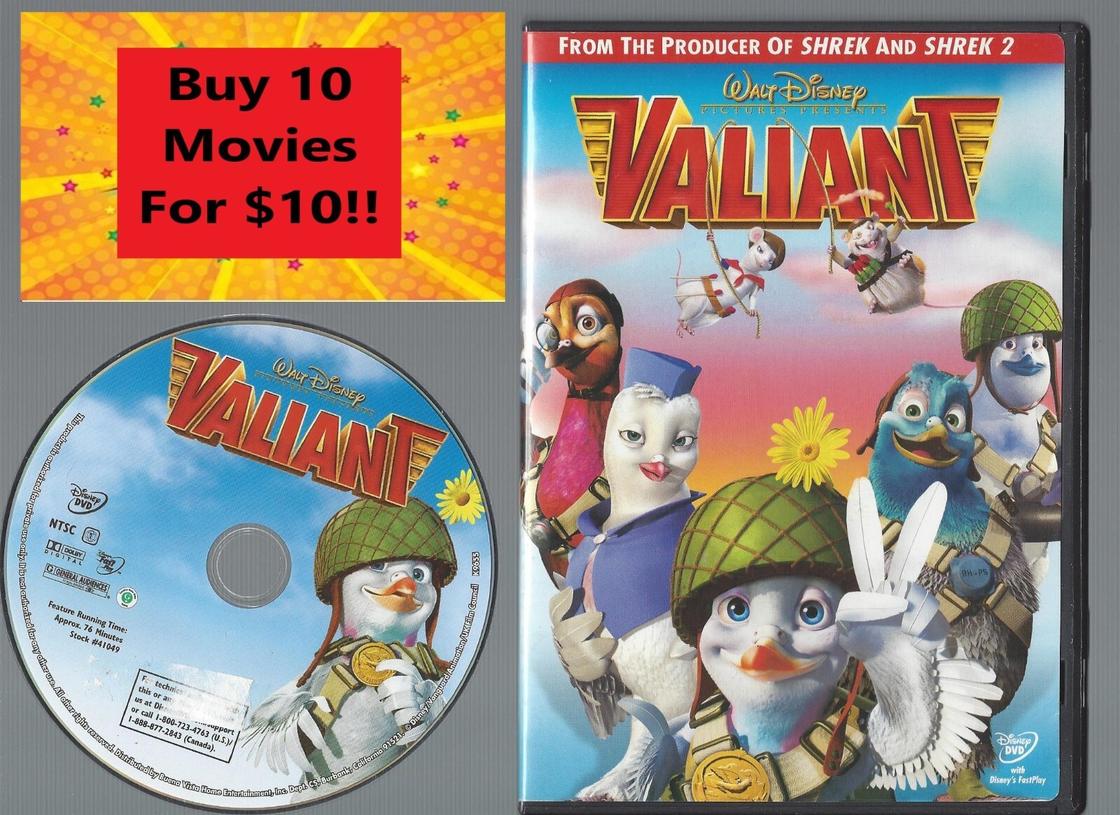 Disney Valiant (DVD, 2005) Ewan McGregor Tim Curry Disc & Cover Art ...