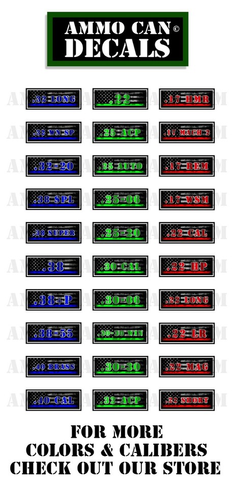 .22 Mag Ammo Can Labels BLUE Line American Flag 3x1 stickers decals 5 ...