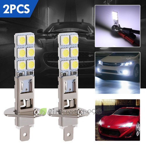 2X Super Bright H1 12-SMD LED Headlight Bulbs Kit Fog Driving Lights ...