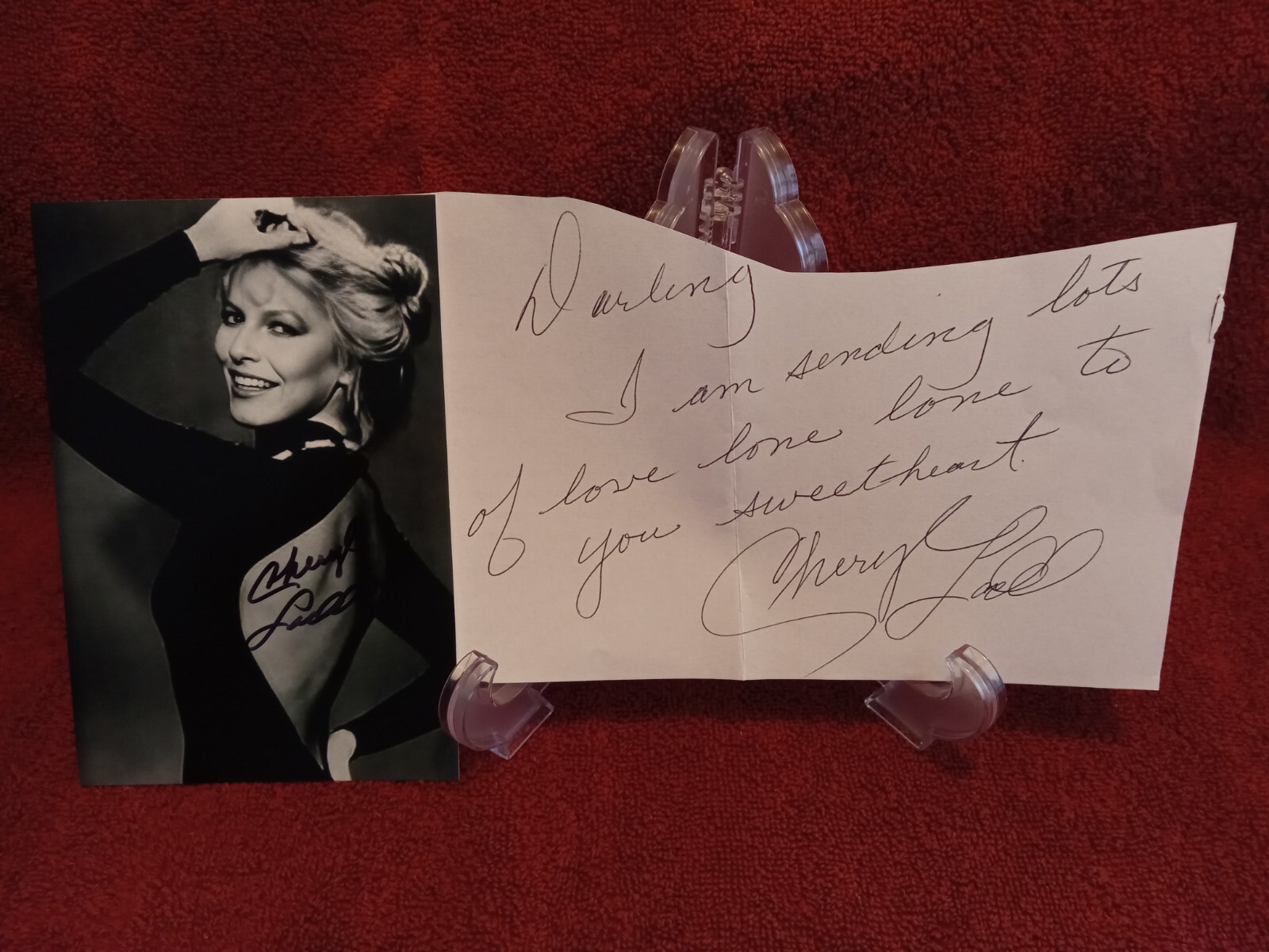 CHERYL LADD HAND SIGNED NOTE AND 4X6 PHOTO. VERY RARE SIGNED NOTE ...