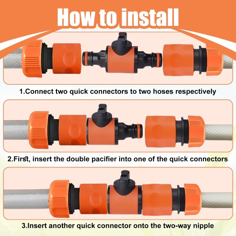 Thread Quick Connection Valved Joint Adapter Water Hose Splitter House ...