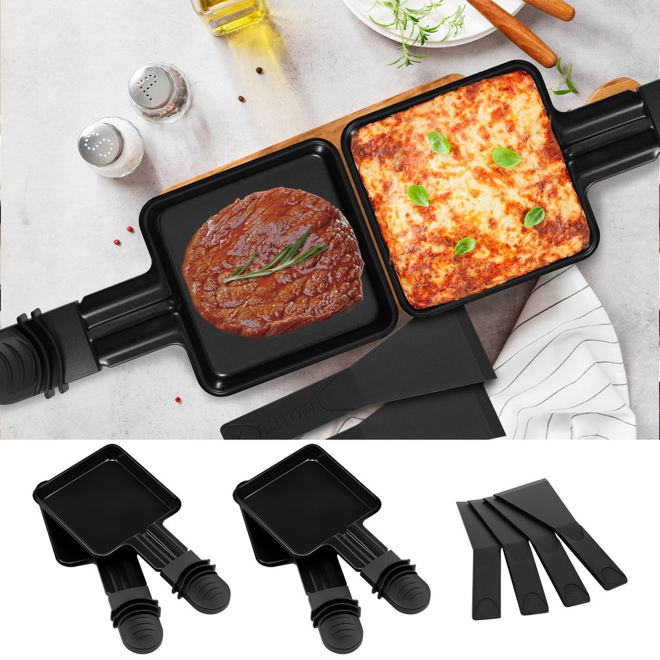 4Pcs Mini Raclette Pan Nonstick Small Cheese Melting Pan Square ...