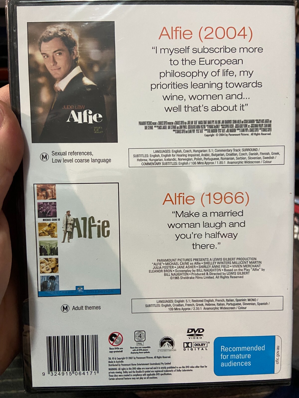 Alfie (1966) and Alfie (2004) NEW/sealed region 4 DVD (comedy movies) 9324915064171| eBay