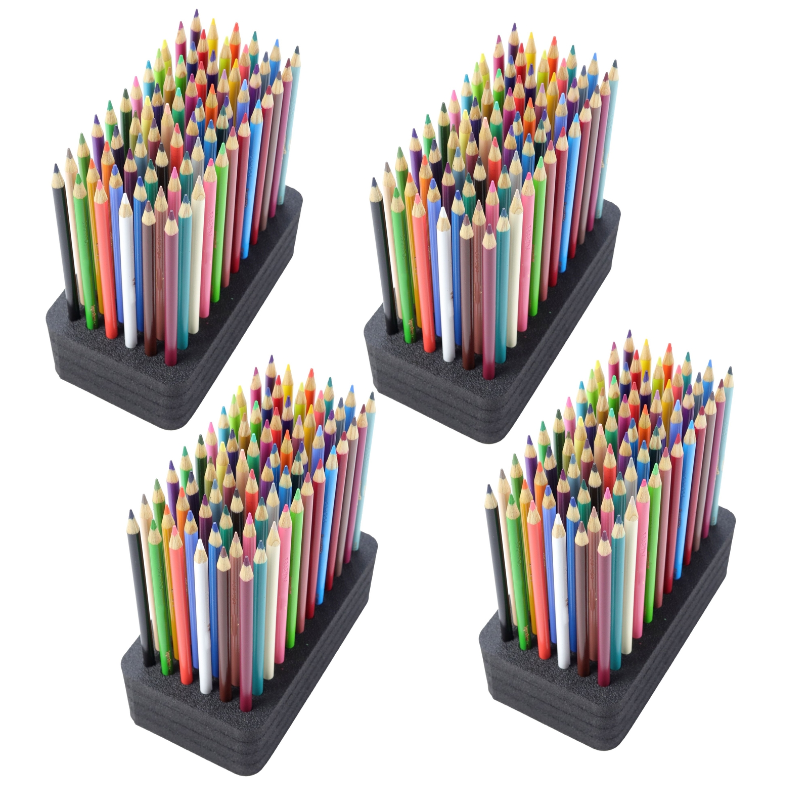 4 Colored Pencil Stand Organizers Fits Crayola Storage Tray Black Foam ...