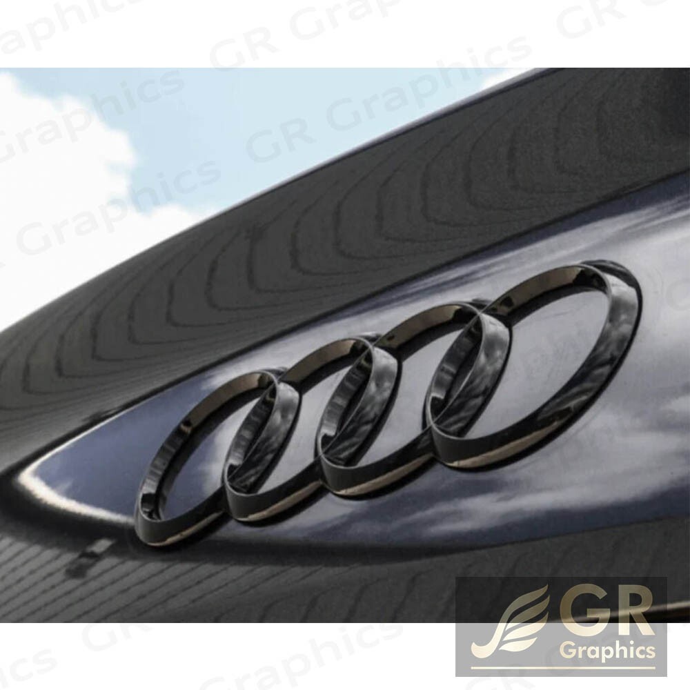 Audi A3 TDI Front & Rear Rings Trunk Emblem Gloss Black 4Pcs 2012-2020 ...