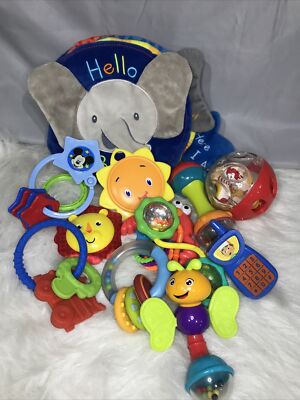 Lot Of 12 Haba Disney Bright Starts Nuby Rattles Toys Teethers And More ...