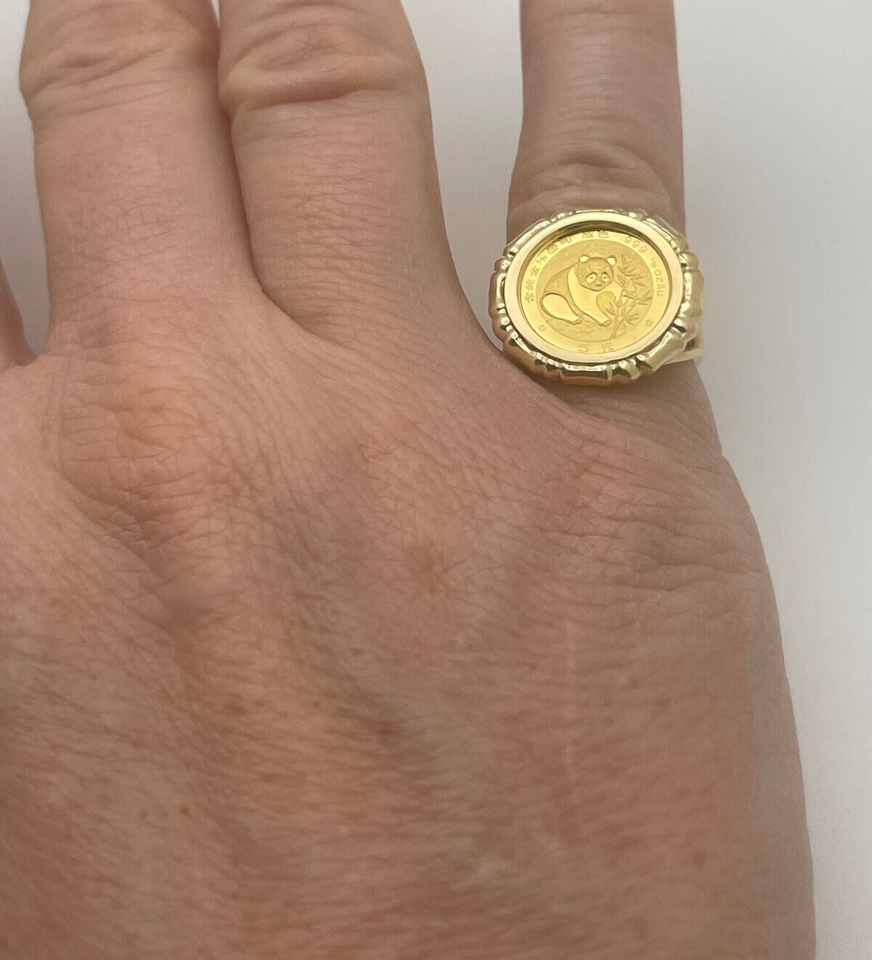 14K Yellow Gold 1988 1/20oz .999 Gold Chinese Panda Coin Ring 5.47 ...