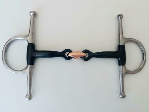 Full Cheek Sweet Iron Double Jointed Snaffle Bit with Copper Lozenge (P ...