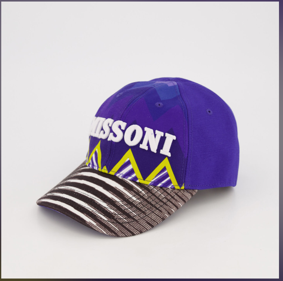 MISSONI Unisex Blue/Yellow/White Embroidered Zig Zag Baseball Cap £175 ...