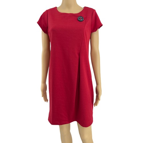 Amanda Lane (8) Petite Red Mad Shift Mini Dress Short Sleeve | eBay