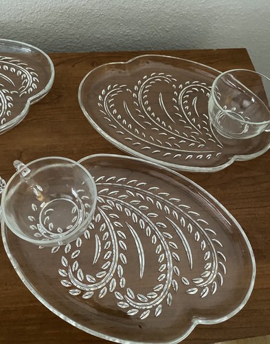 Vintage Federal Glass Co. Set Of 4 Plates And Cups With Homestead Wheat ...