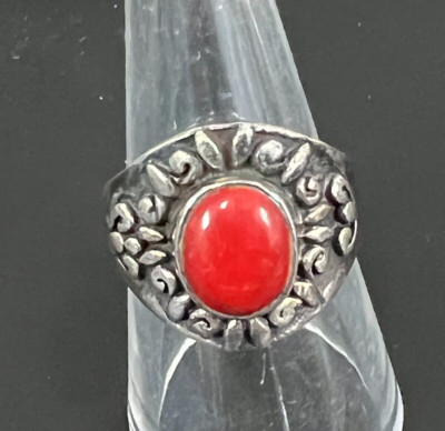 CEJ Southwestern Sterling Silver and Coral Ring Size 9 | eBay