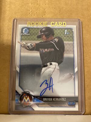 2018 Bowman Chrome Brayan Hernandez Auto 1st Prospect Miami Marlins | eBay