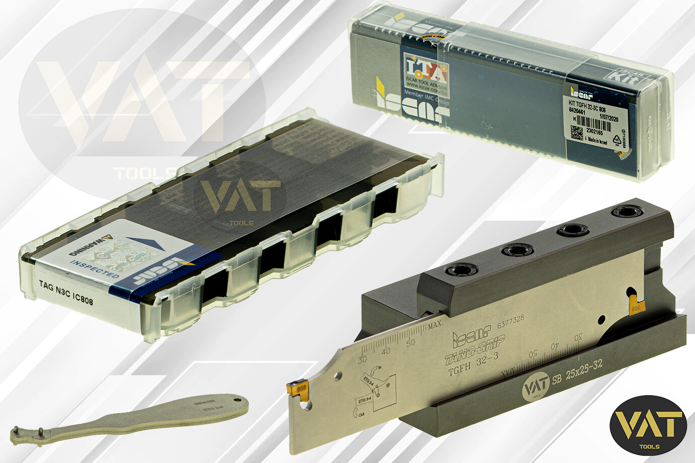 Iscar KIT TGFH 26-3 oder 32-3 + 10x TAG N3C IC808 + Spannblock VAT ...