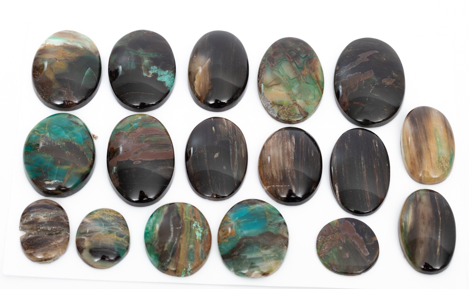 17x Collawood petrified wood Chrysocolla Azurite pendant cabochon 3.84 ...